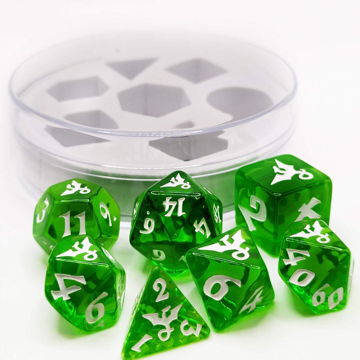 Dragon Icon Dice (Gemstone Emerald) | TTRPG 7-Pc Role Playing Game Dic ...