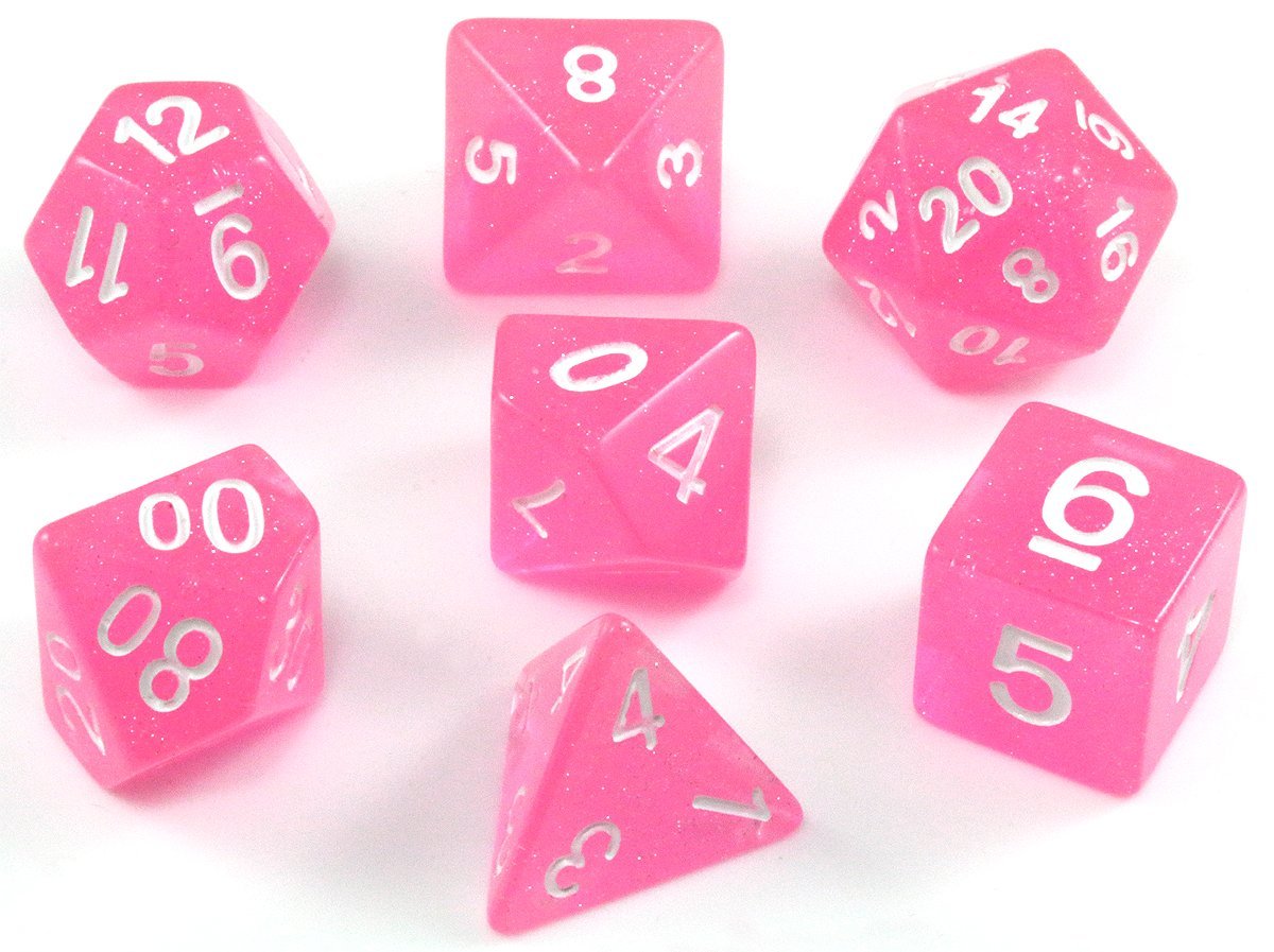 Eclipse Dice (Pure Pink) RPG Role Playing Game Dice Set – Dark Elf Dice