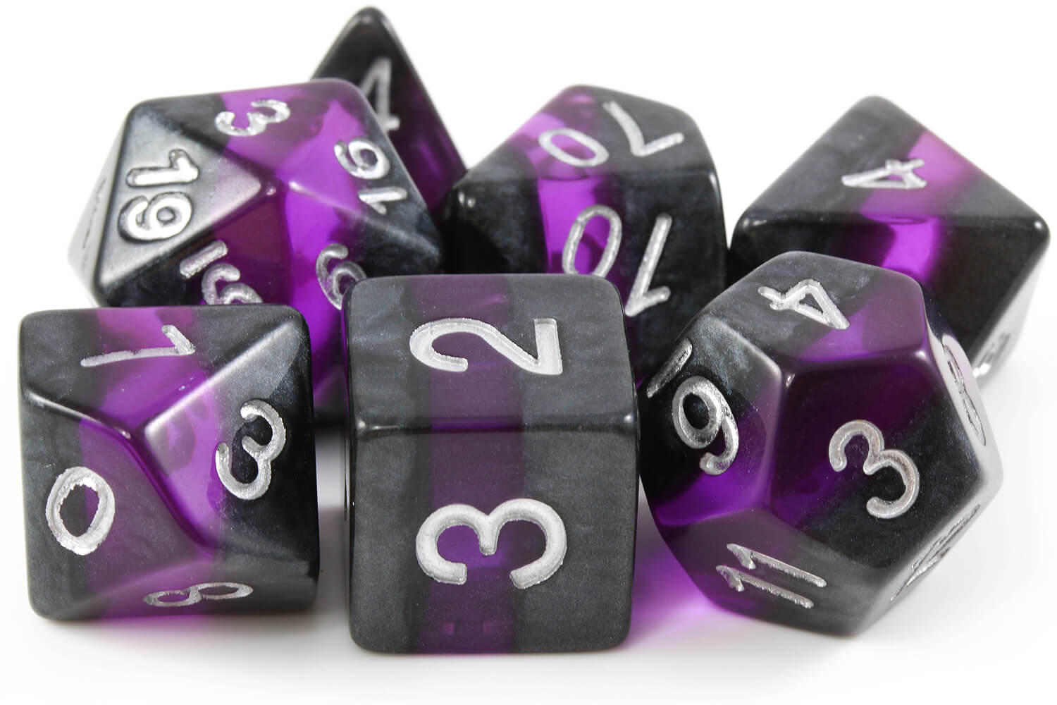 Elfstone Dice (Amethyst) RPG Role Playing Game Dice Set – Dark Elf Dice