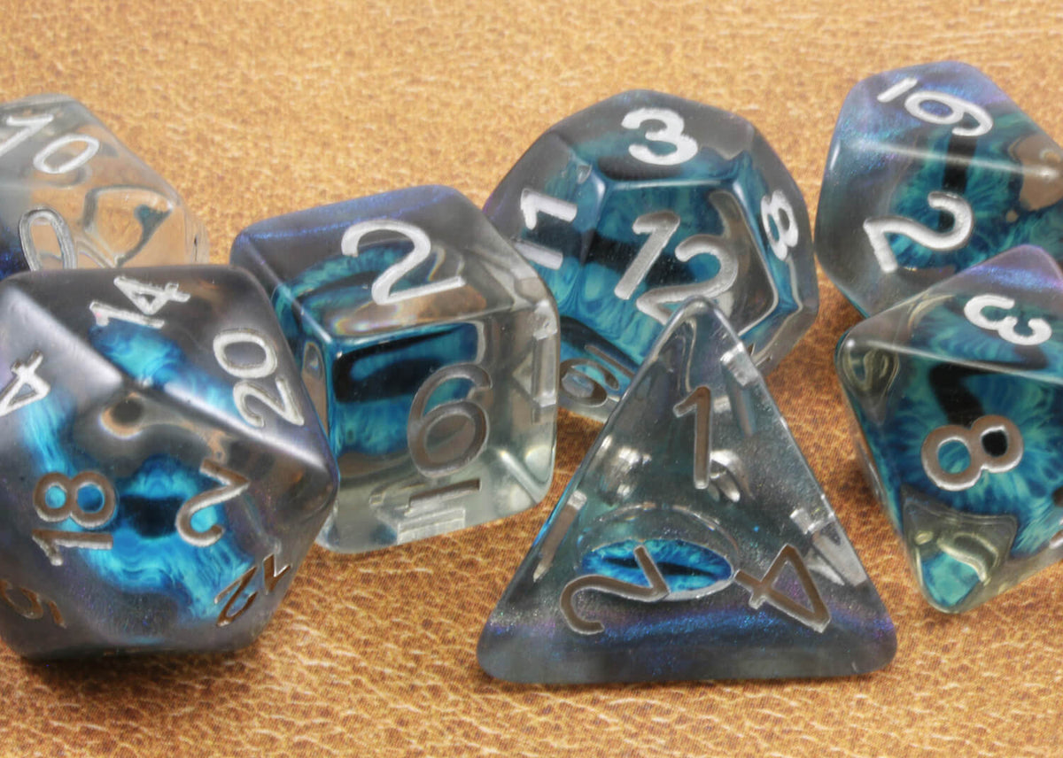Eye Beast Dice (Translucent With Blue Cerulean Glitter) | Monster Role ...
