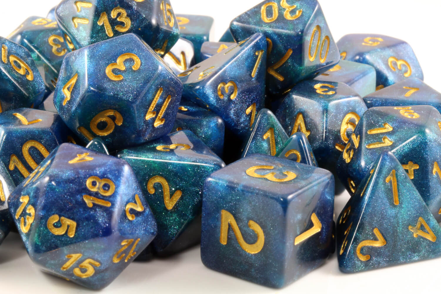 Eclipse Dice (Ionic Blue) RPG Role Playing Game Dice Set – Dark Elf Dice