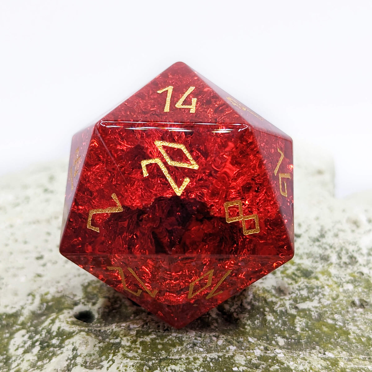 Boulder D20 (Shattered Zircon Garnet) | Premium 30MM Gemstone Dice ...