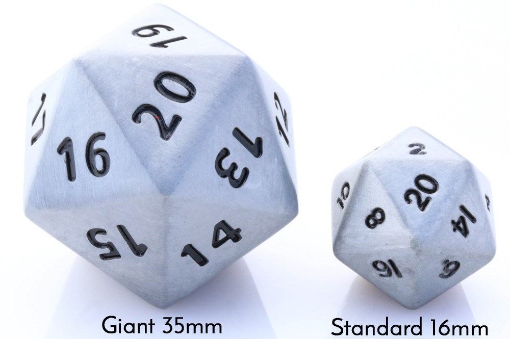 Giant d20, Metal (Silver Hue) | 35mm RPG Role Playing Game Die – Dark ...