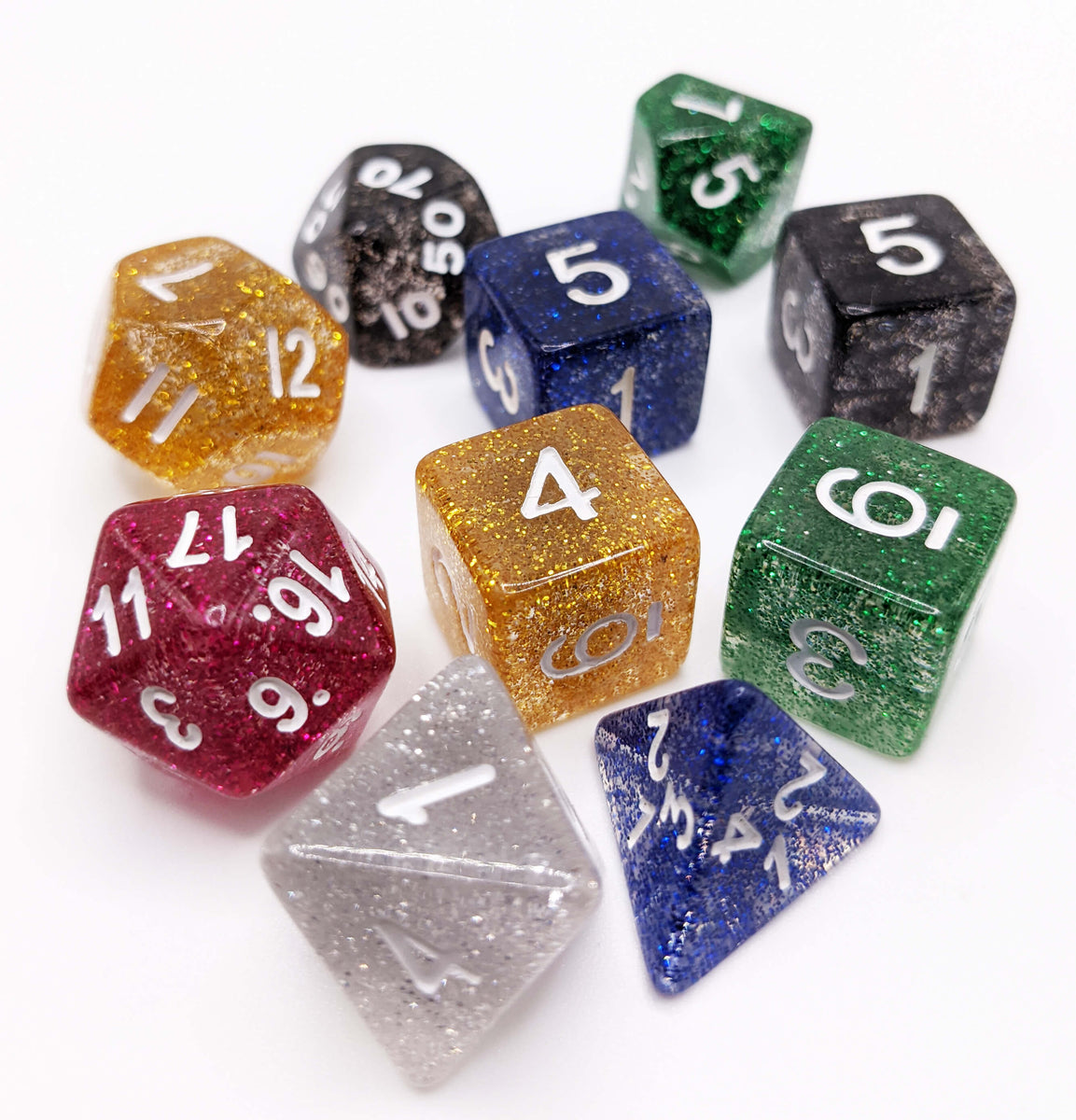 Glitter Dice (Assorted) | 10pc TTRPG Role Playing Game Dice Set – Dark ...