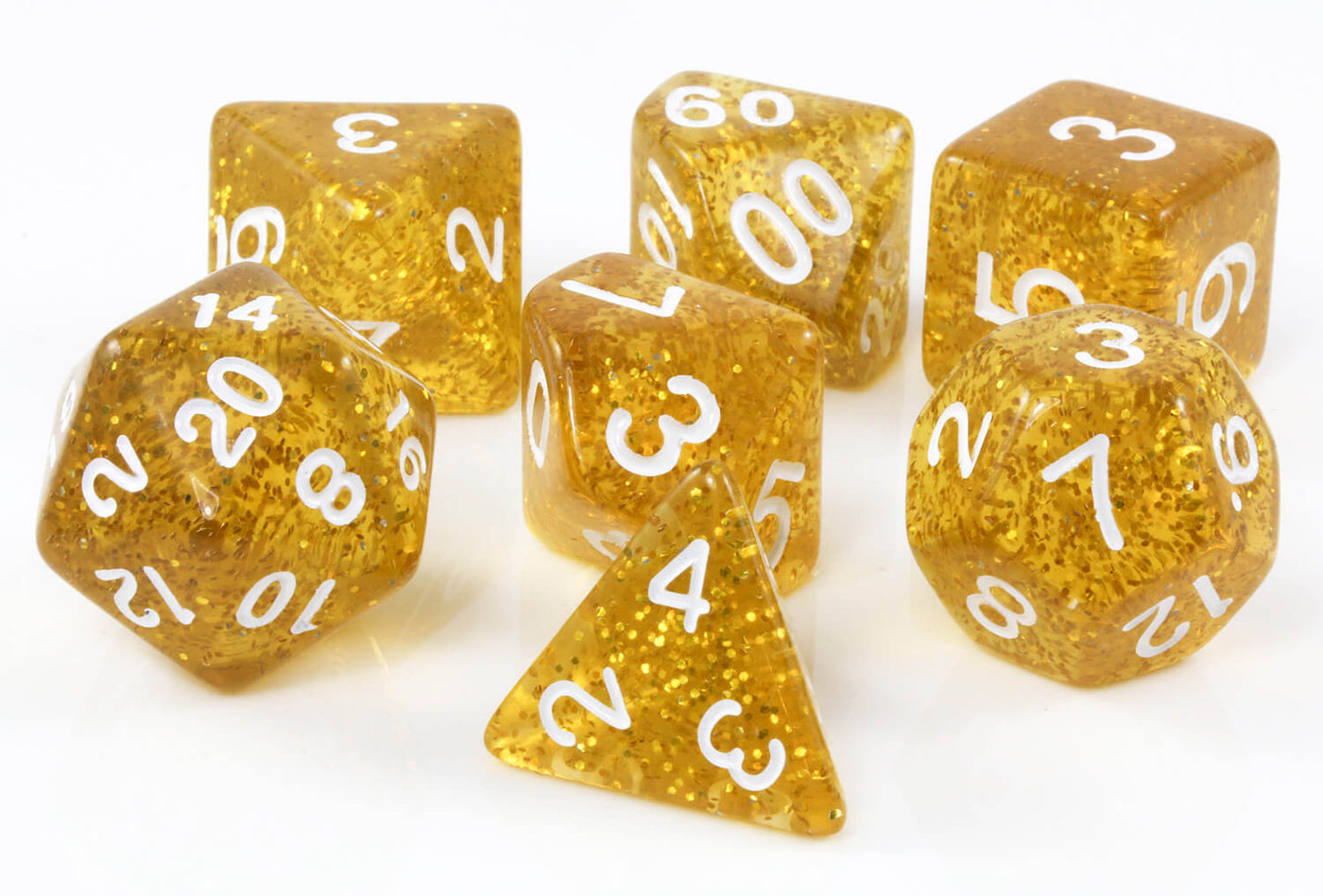Glitter Dice (Gold Sparkle) RPG Role Playing Game Dice Set – Dark Elf Dice