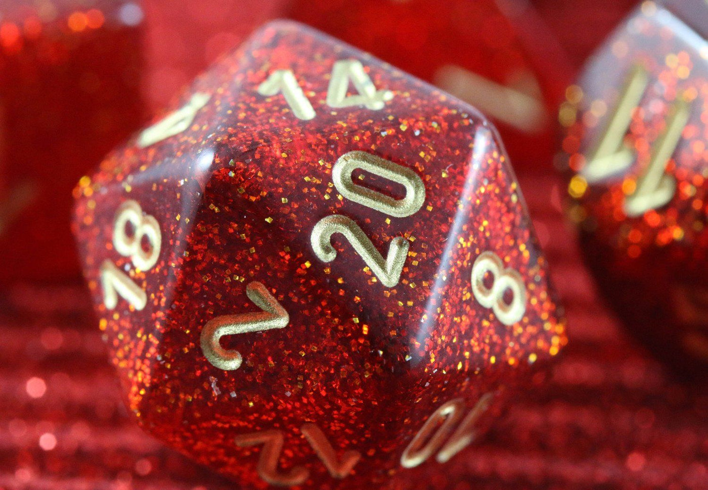 Glitter Dice (Ruby Red) RPG Role Playing Game Dice Set – Dark Elf Dice