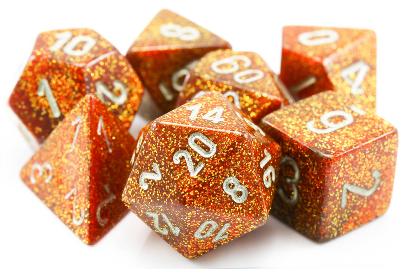 Glitter Dice (Gold) RPG Role Playing Game Dice Set – Dark Elf Dice