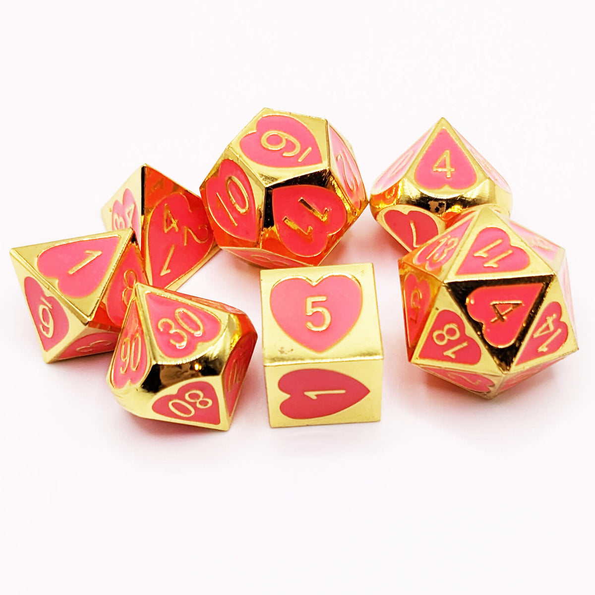 Sweetheart Dice (Bright Gold And Hot Pink) | Metal Heart Role Playing ...