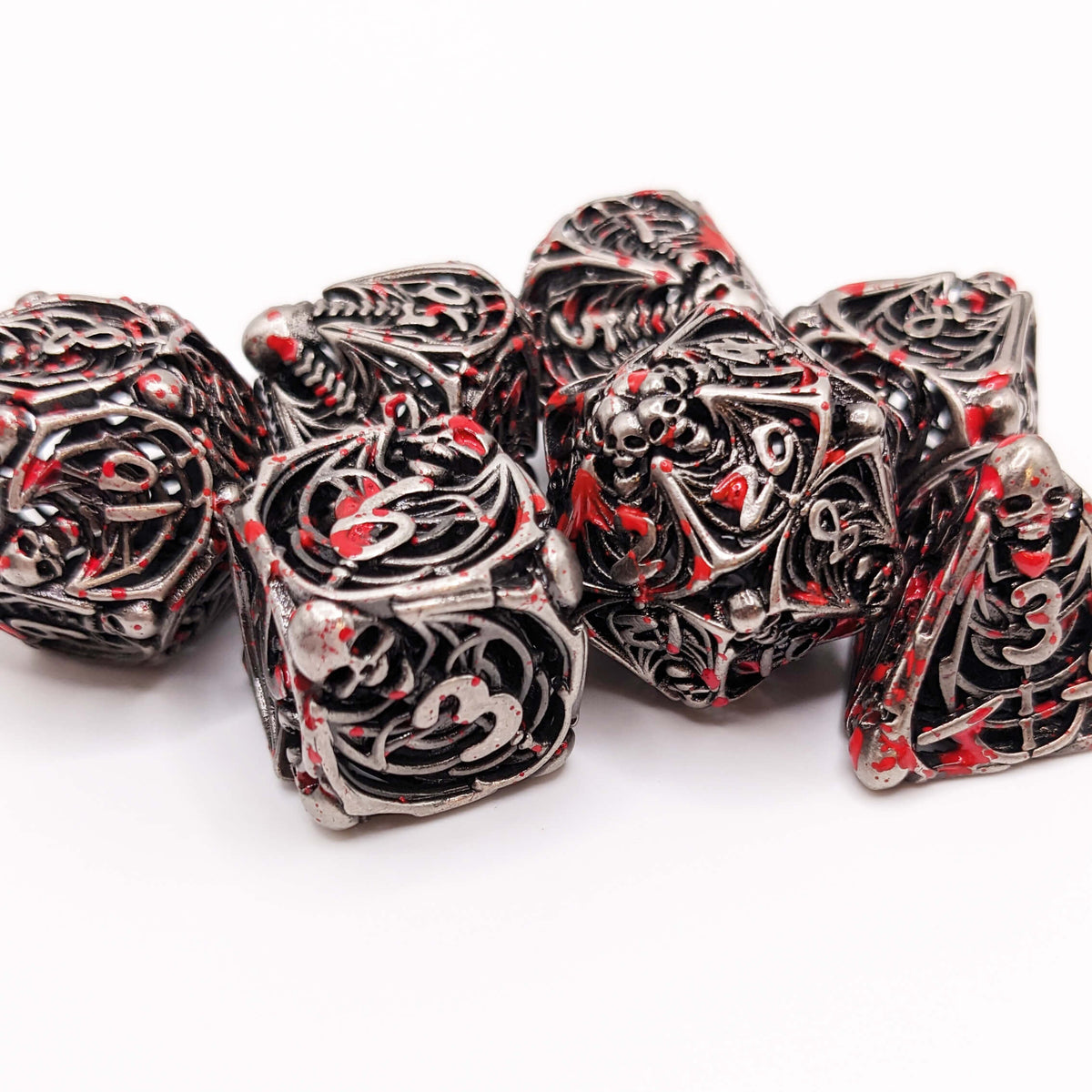 Hollow Death Dice (Blood Splatter) | Metal RPG Role Playing Game Dice ...