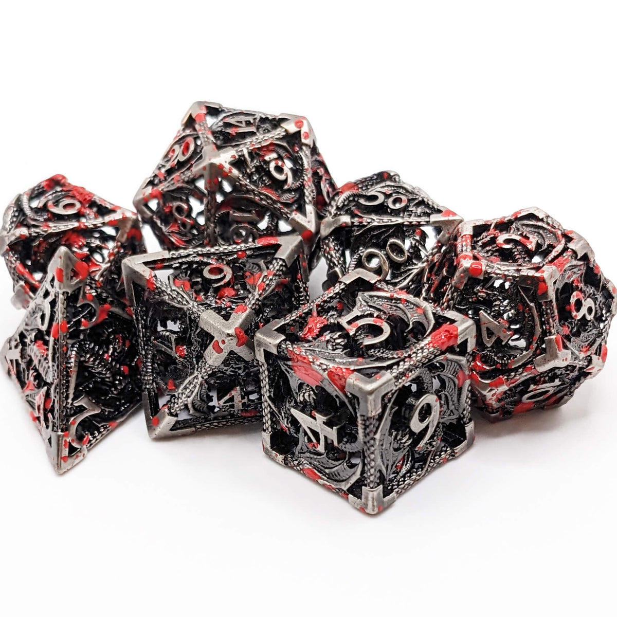 Hollow Dragons Dice (Blood Splatter) | Metal TTRPG Role Playing Game D ...