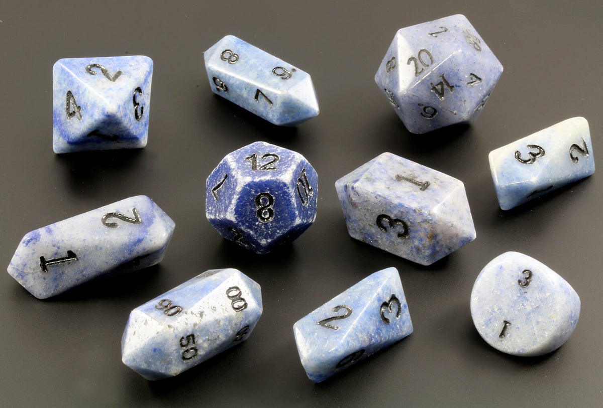 Dwarven Stone Hybrid Dice (Blue Jasper) | 10pc RPG Role Playing Game D ...