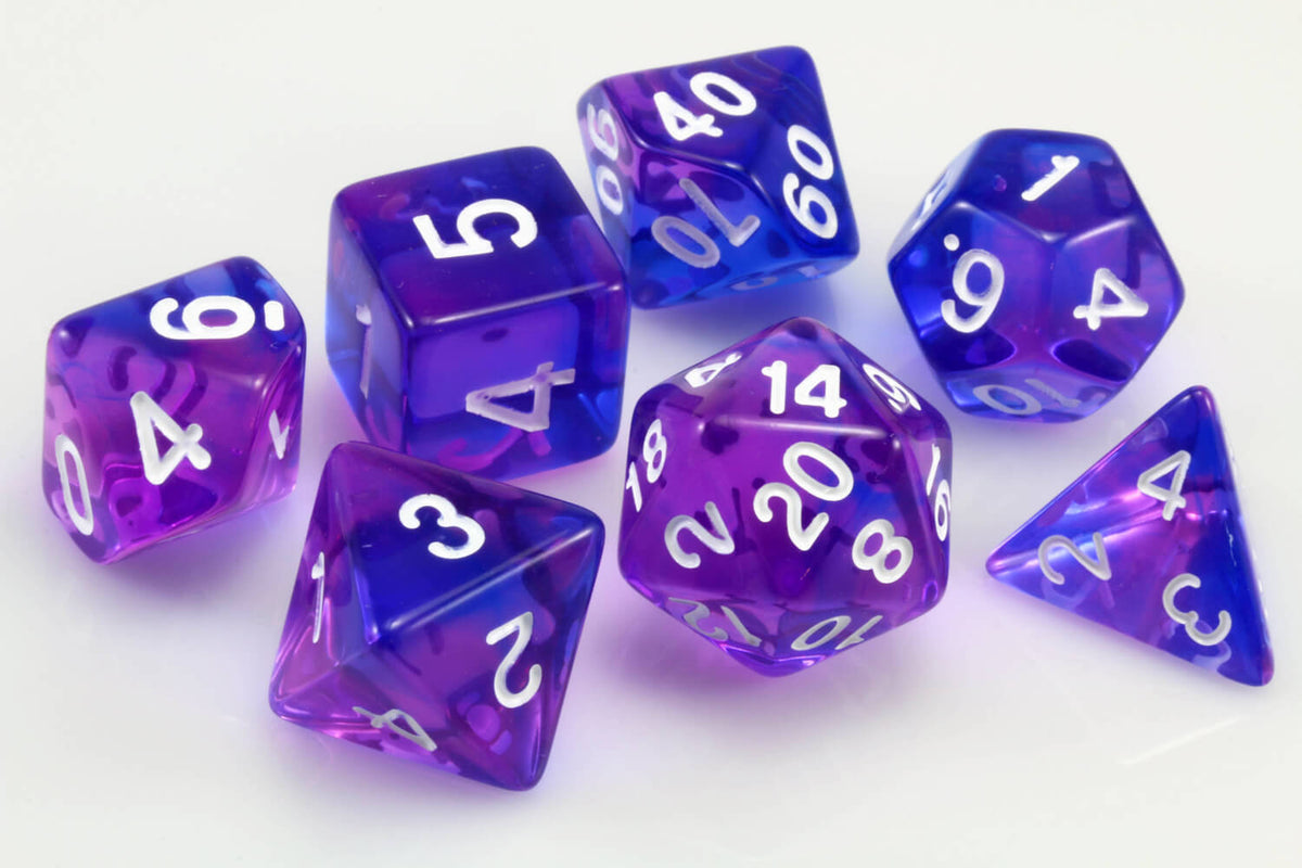 Translucent Dice (Indigo Sky) RPG Role Playing Game Dice Set – Dark Elf ...