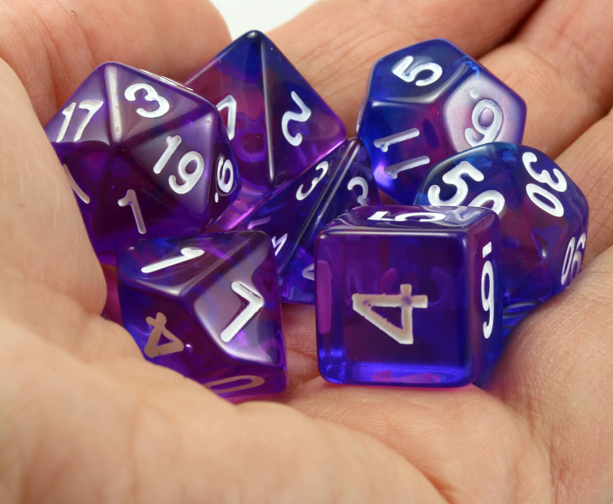 Translucent Dice (Indigo Sky) RPG Role Playing Game Dice Set – Dark Elf ...