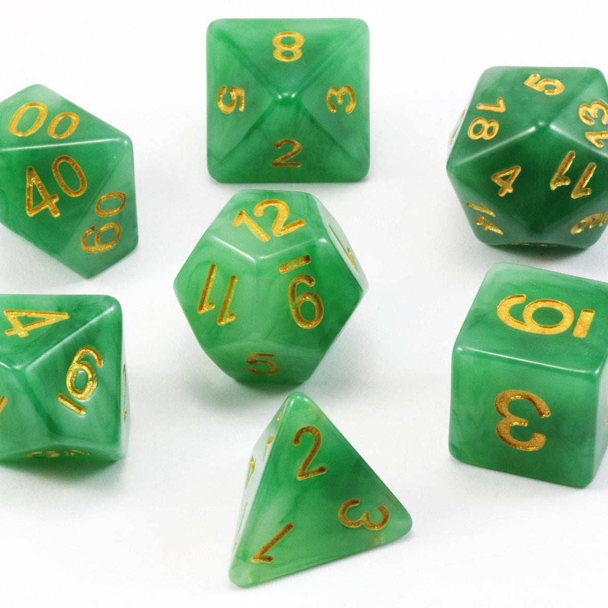 Jade Dice (Green) RPG Role Playing Game Dice Set – Dark Elf Dice