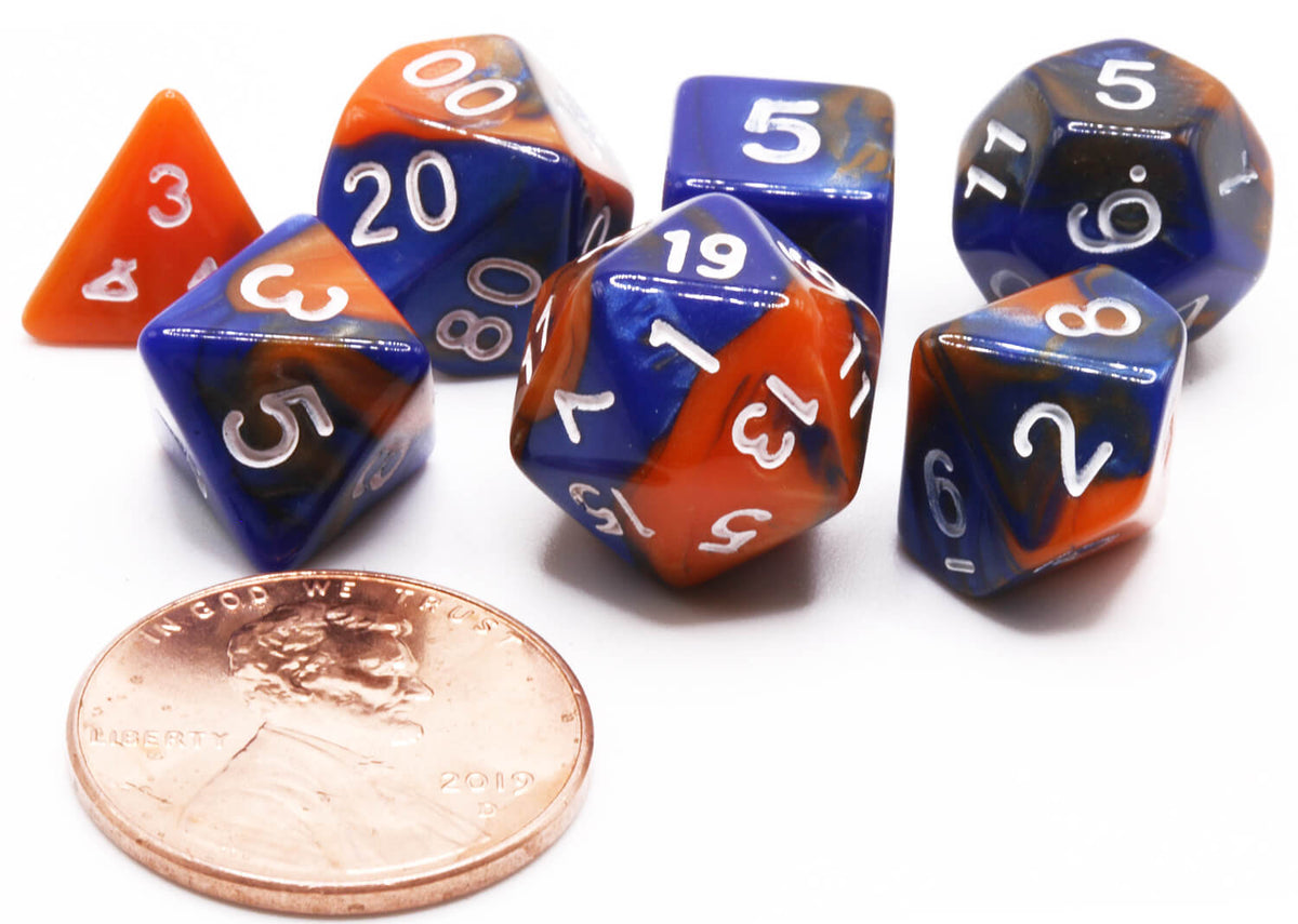 Mini Dice Blended (Blue/Orange) | TTRPG Role Playing Game Dice – Dark ...