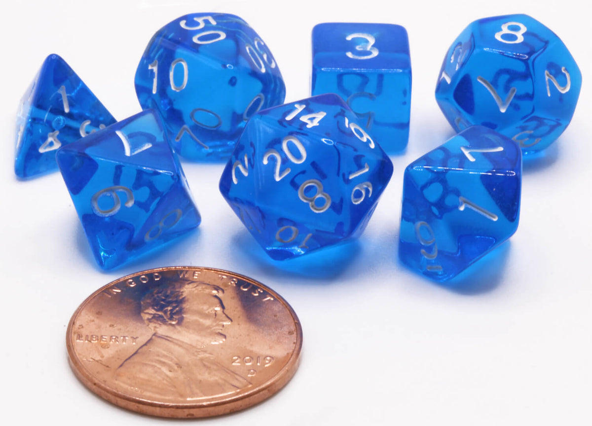 Mini Translucent Dice (Blue) RPG Role Playing Game Dice – Dark Elf Dice