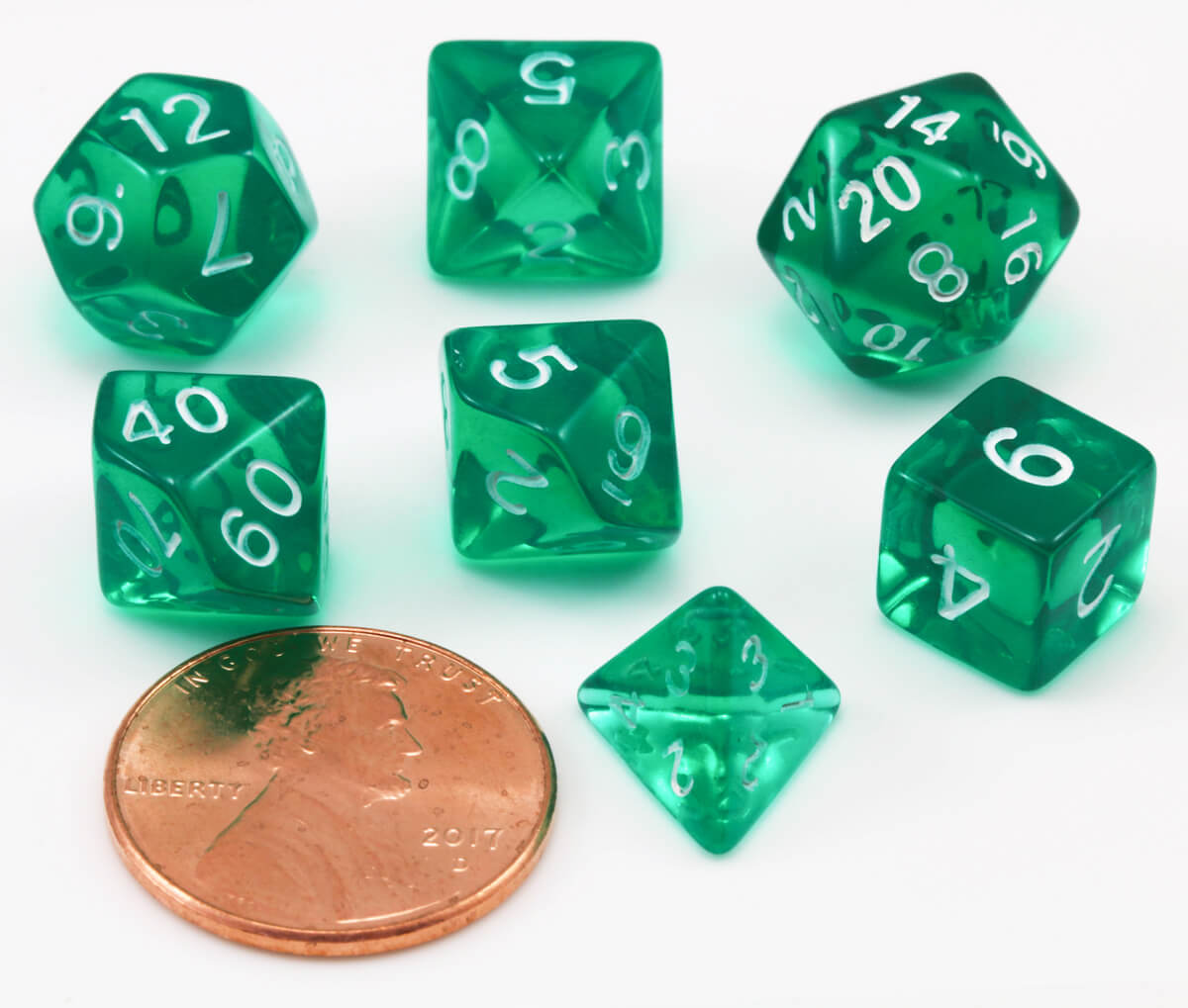 Mini Translucent Dice (Green) RPG Role Playing Game Dice – Dark Elf Dice