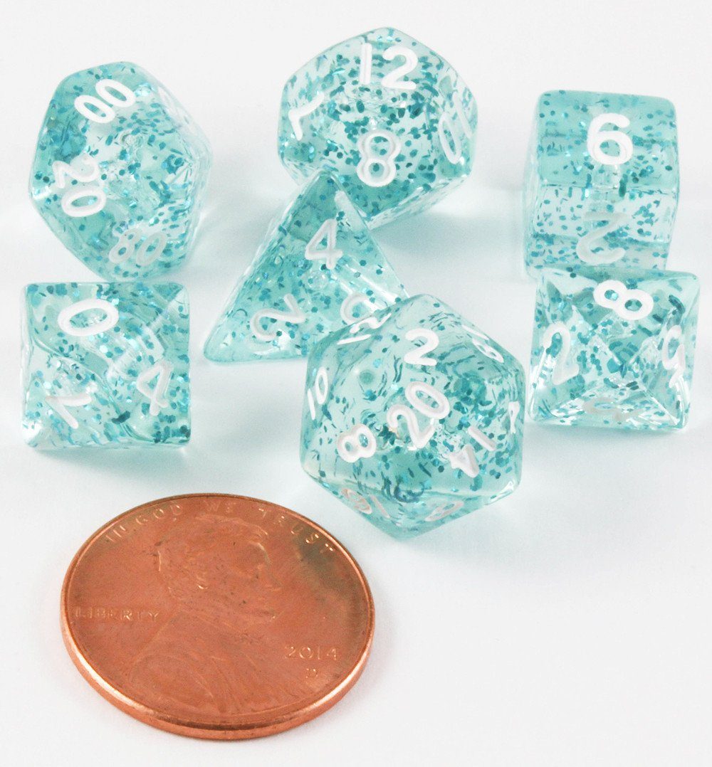Mini Glitter Dice (Ethereal Light Blue) RPG Role Playing Game Dice ...