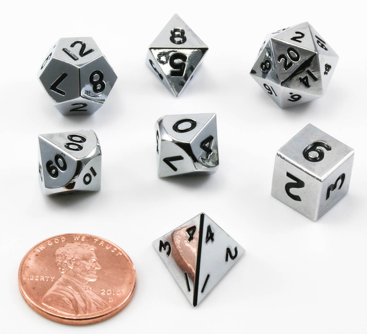 Metal Mini Dice (Silver Hue) RPG Role Playing Game Dice – Dark Elf Dice