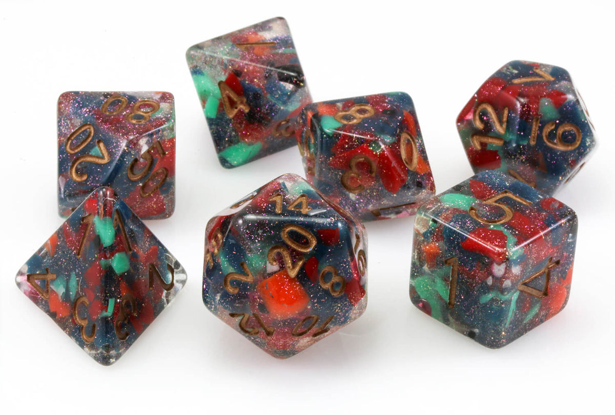 Mosaic Dice (Sparkle) RPG Role Playing Game Dice Set – Dark Elf Dice