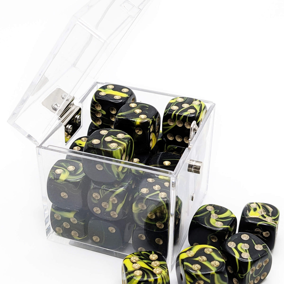 Oblivion Dice (Yellow And Black) | 27 D6 Game Dice Set 12mm – Dark Elf Dice