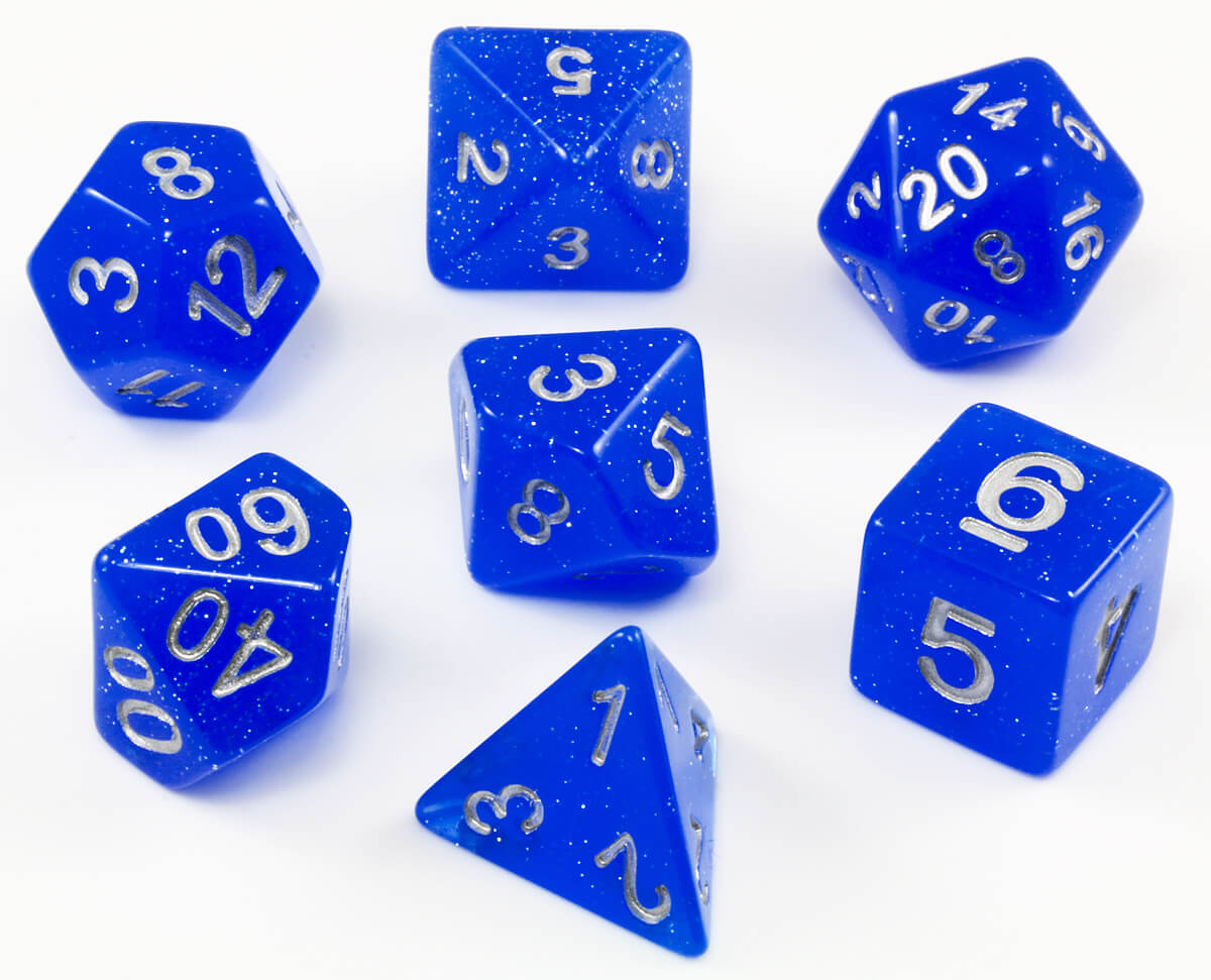 Pixie Dust Dice (Blue) RPG Role Playing Game Dice Set – Dark Elf Dice