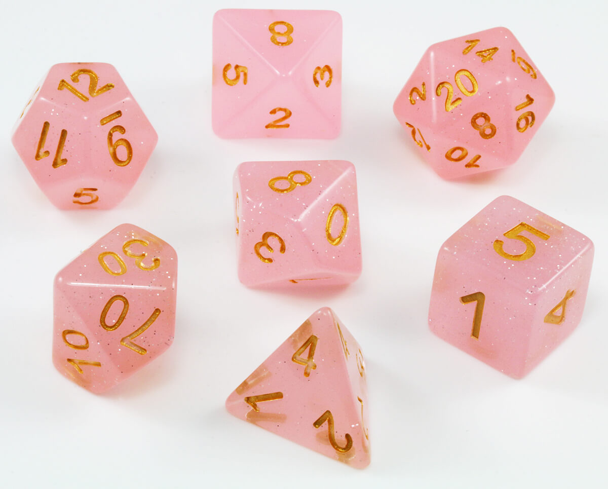 Pixie Dust Dice (Pink) RPG Role Playing Game Dice Set – Dark Elf Dice