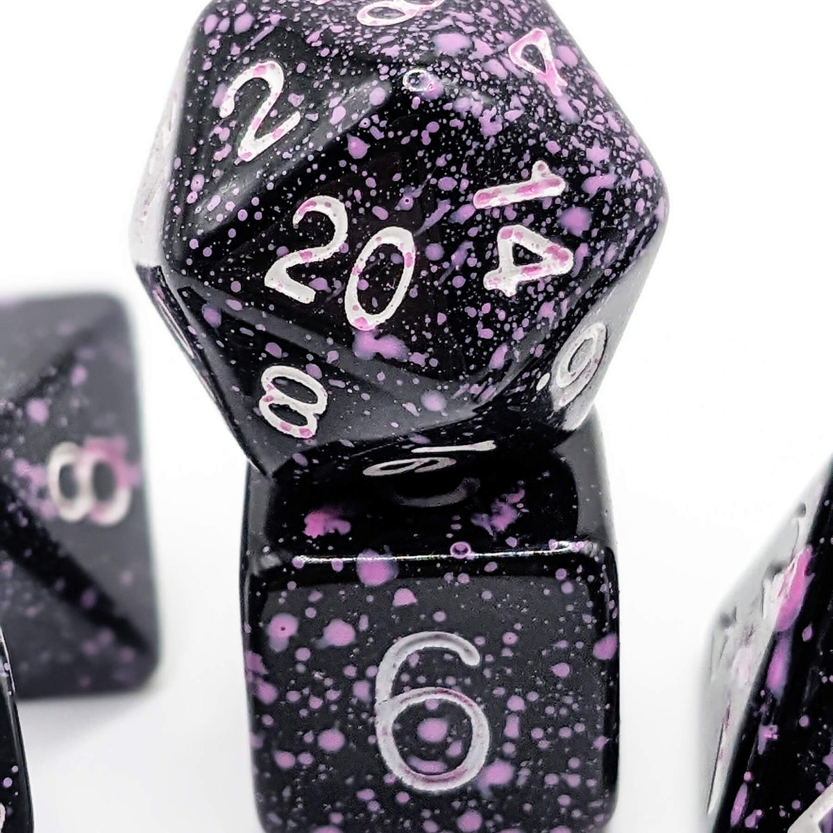 Purple Splatter Dice | TTRPG Role Playing Game Dice Set – Dark Elf Dice