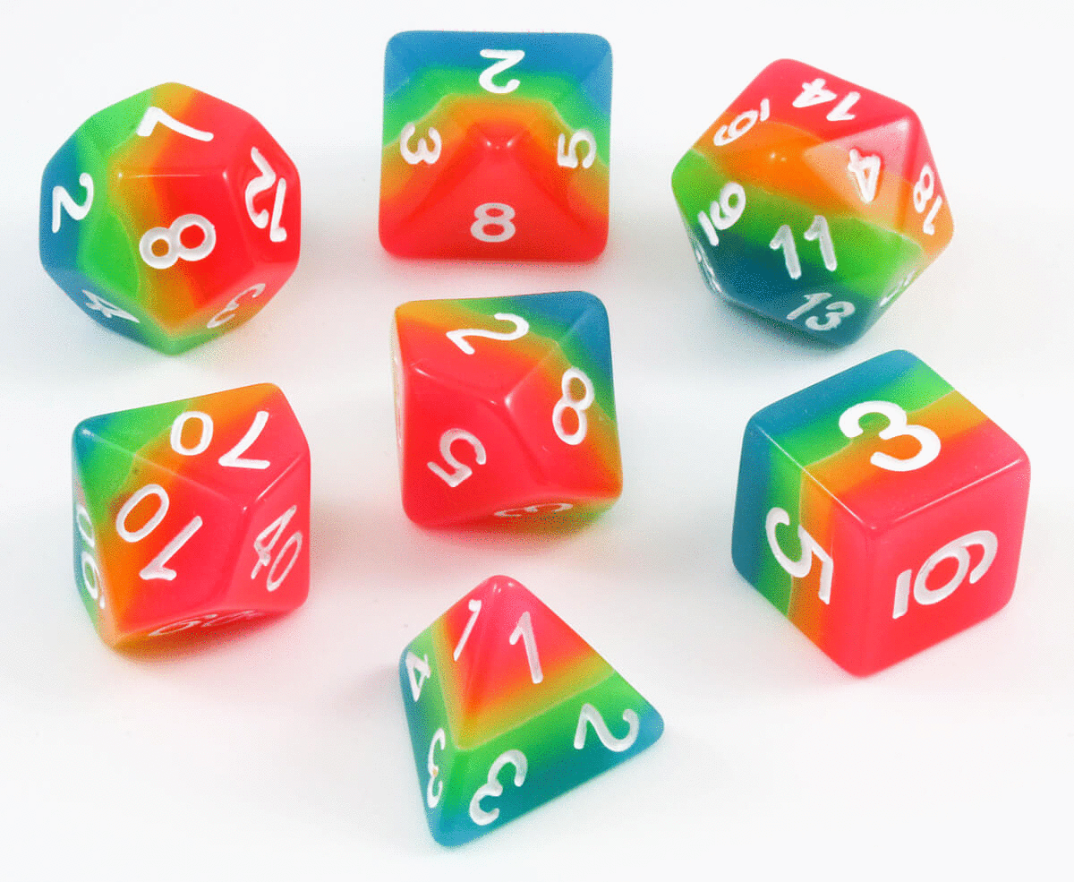 Rainbow Dice (Glow In The Dark) | 7pc RPG Role Playing Game Dice Set ...