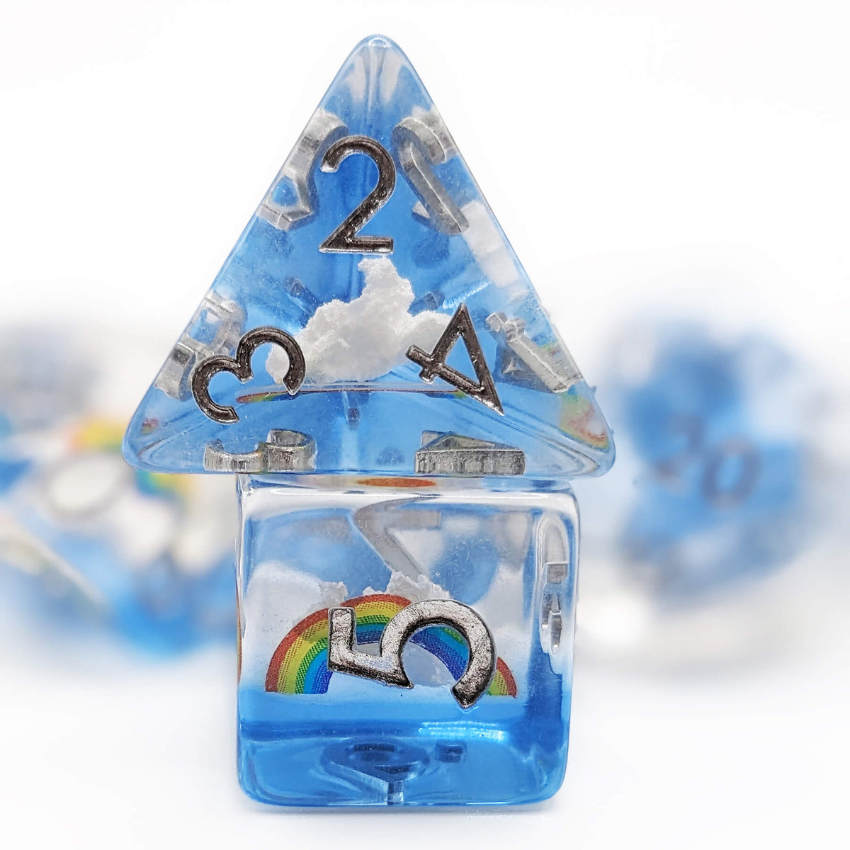 Rainbow And Clouds Dice | TTRPG Role Playing Game Dice Set – Dark Elf Dice