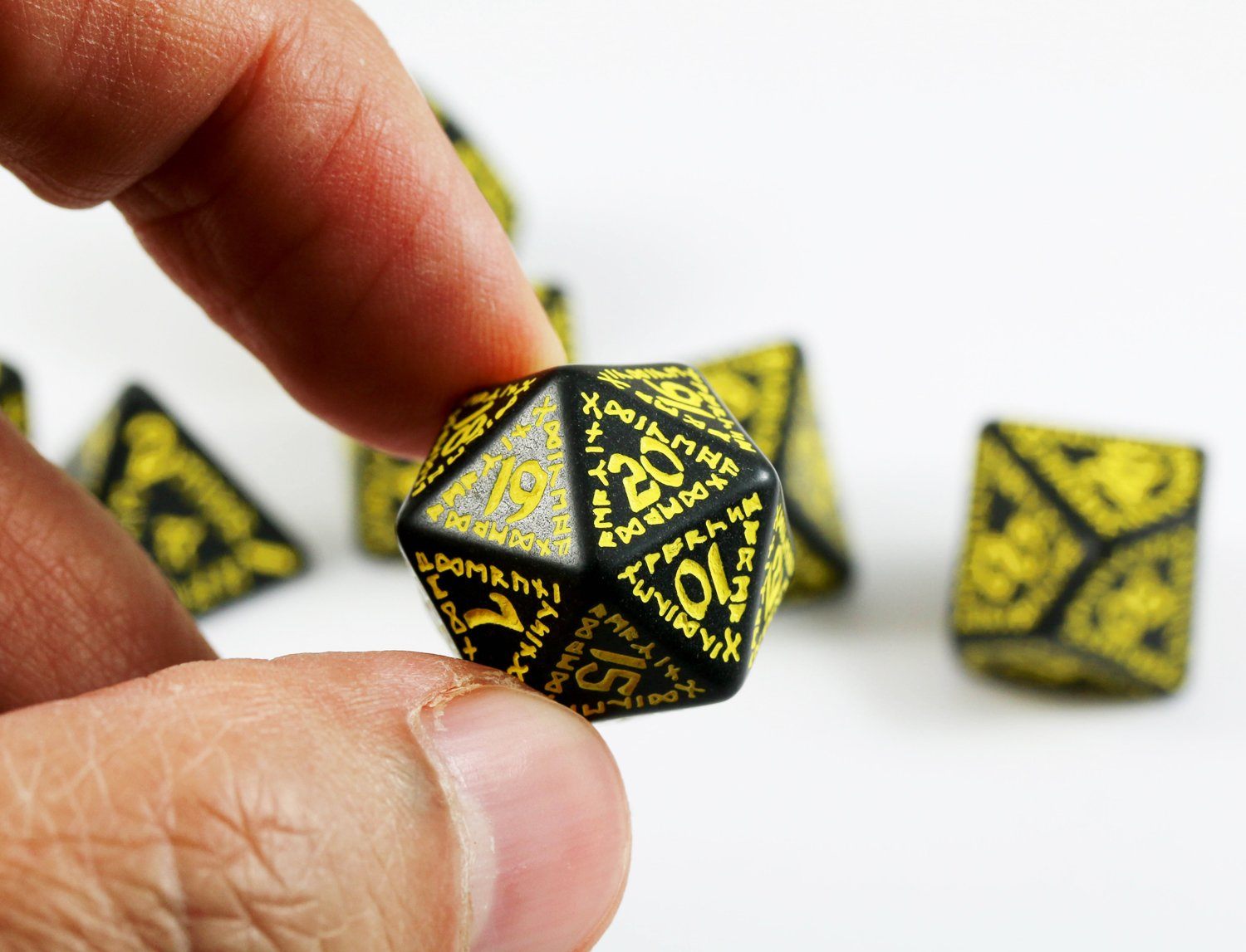 Runic Dice (Opaque Black/Yellow) | RPG Role Playing Game Dice Set ...