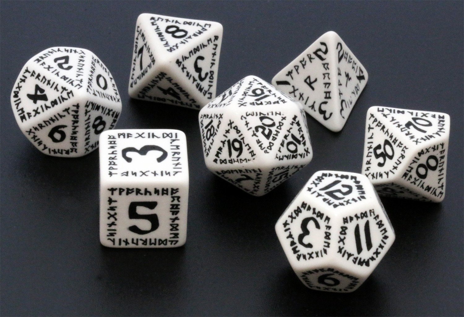 Runic Dice (Opaque White/Black) | RPG Role Playing Game Dice Set – Dark ...