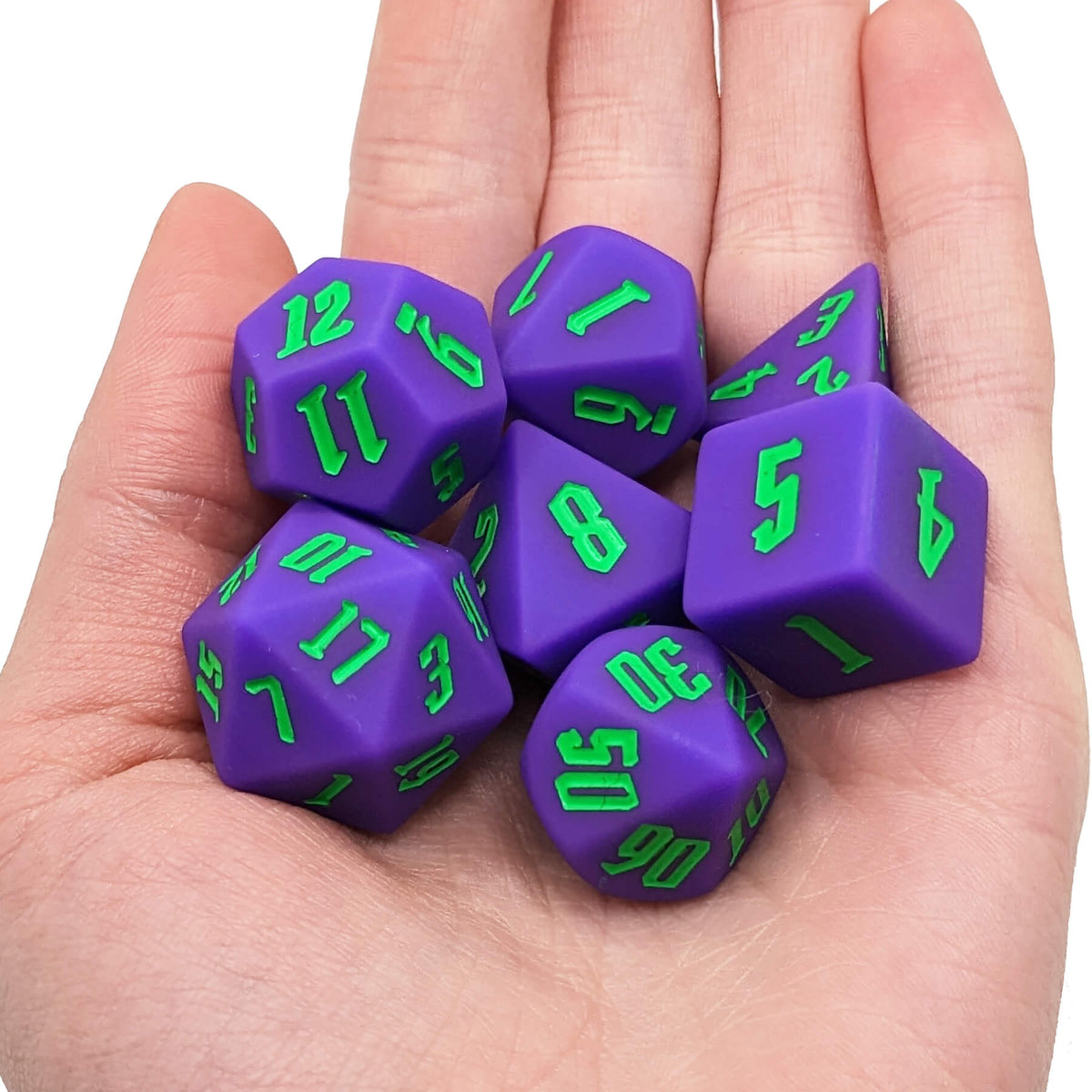 Silicone Dice (Purple Liche) | 7 Piece Set, TTRPG Role Playing Game Di ...