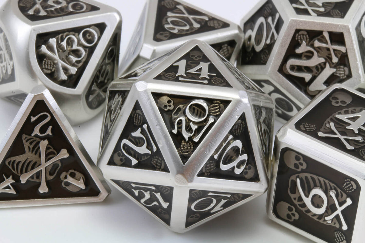 Skeleton Dice (Nightmare Black) | Metal RPG Role Playing Game Dice ...