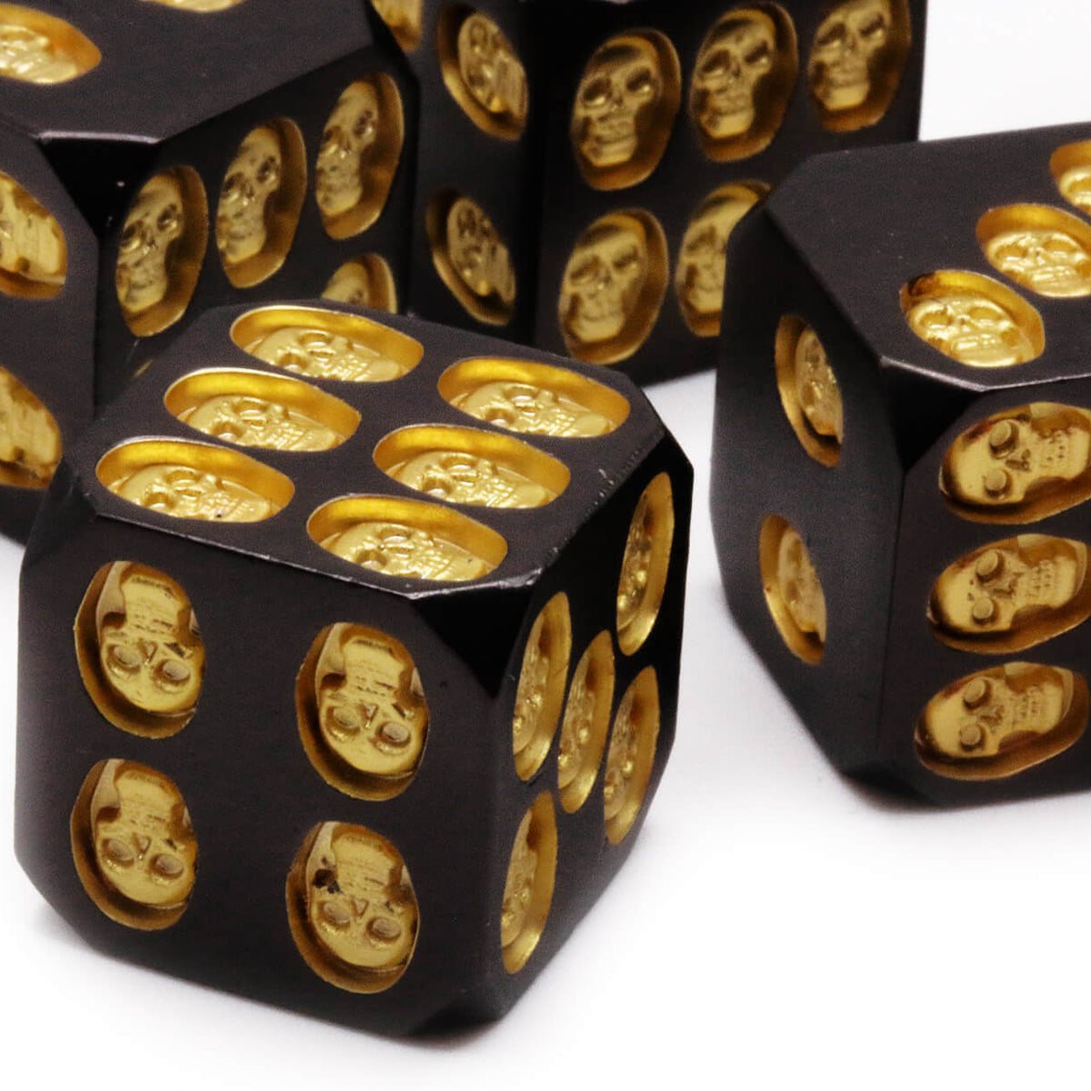 Skull D6 Dice Set (Black With Gold) | Premium Six Piece Metal Set ...