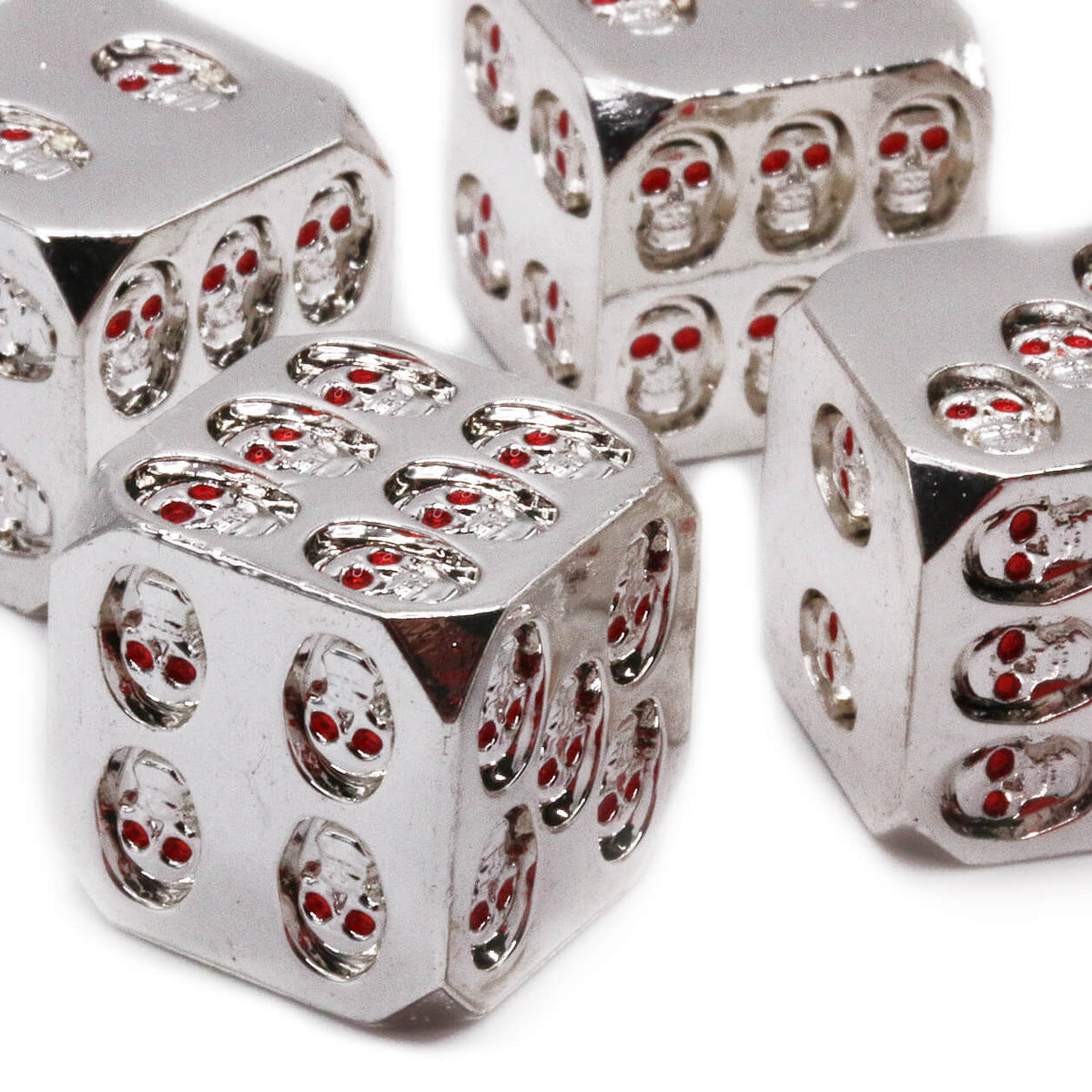 Skull D6 Dice Set (Bright Silver) | Premium Six Piece Metal Set – Dark ...