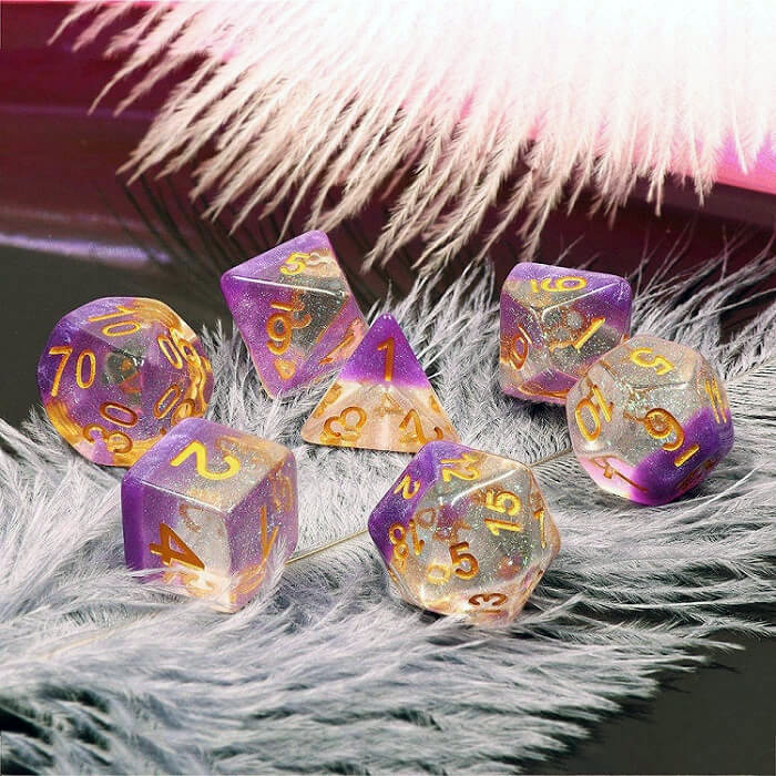 Snow Globe Dice (Purple) | 7pc RPG Role Playing Game Dice Set – Dark ...