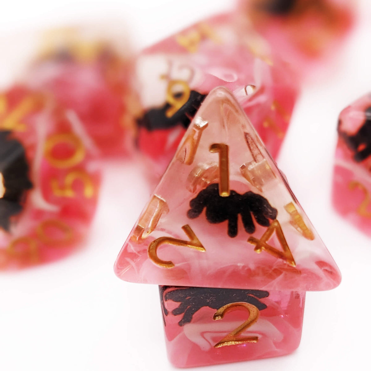 Black Spider Dice (Red) | TTRPG Role Playing Game Dice Set – Dark Elf Dice
