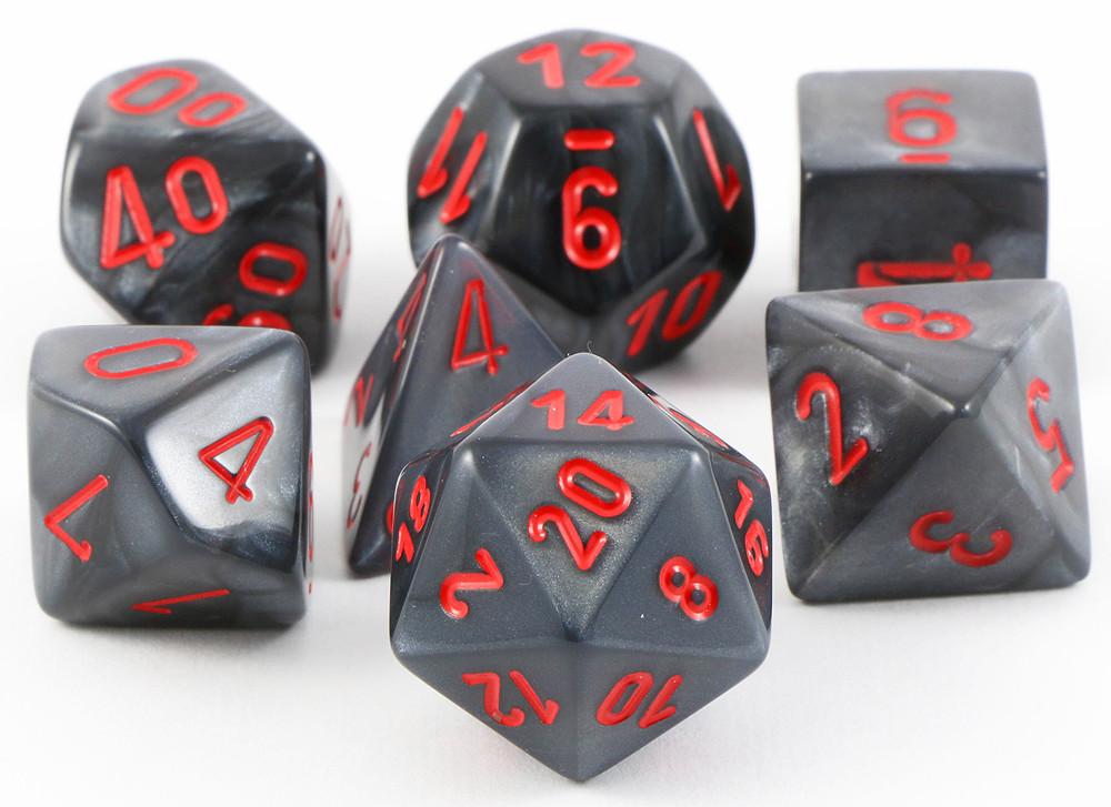 Velvet Dice (Black With Red) RPG Role Playing Game Dice Set – Dark Elf Dice