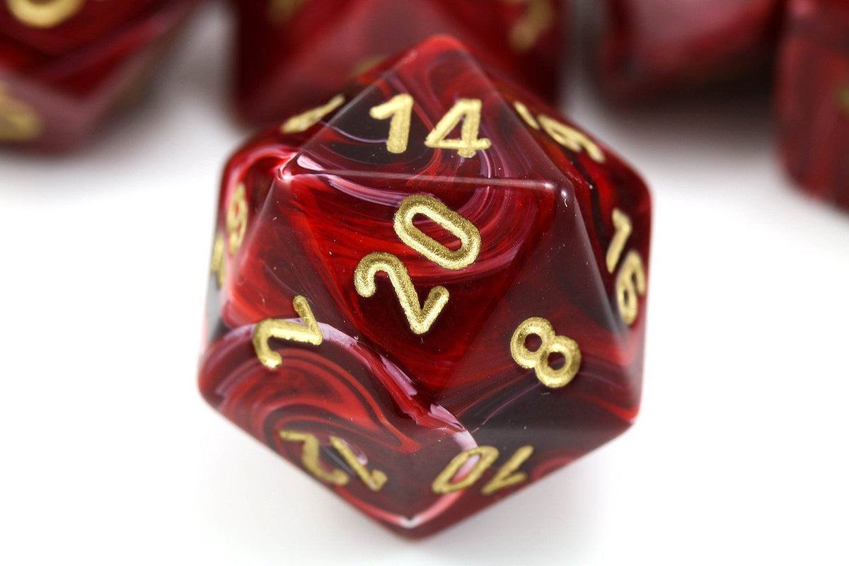 Vortex Dice (Burgundy) RPG Role Playing Game Dice – Dark Elf Dice
