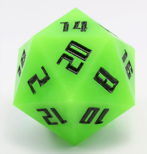 Giant D20 (Glow-In-The-Dark Green) | Huge 54mm TTRPG Game Die – Dark ...