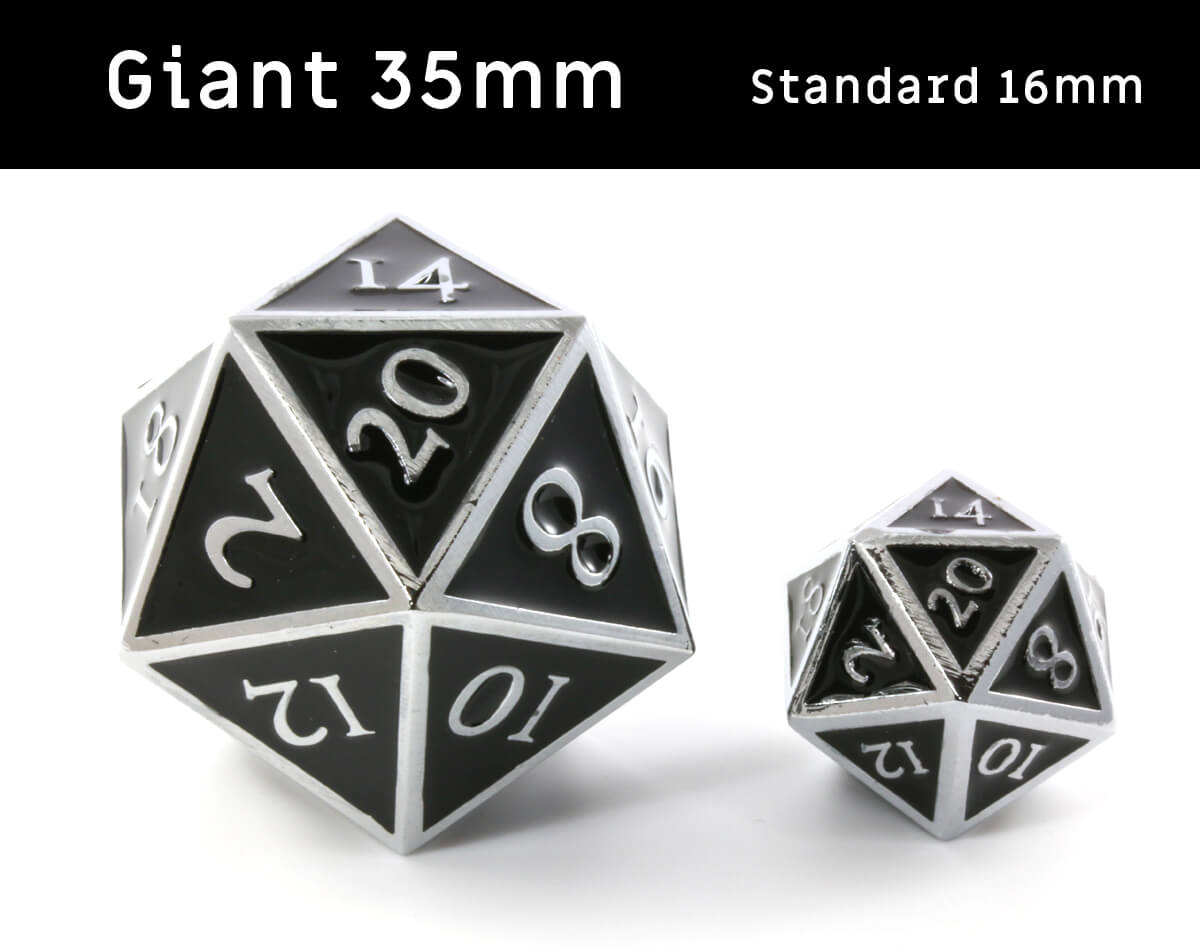 Giant d20 (Enamel Red And Gold) | Huge 35mm Metal Game Die – Dark Elf Dice