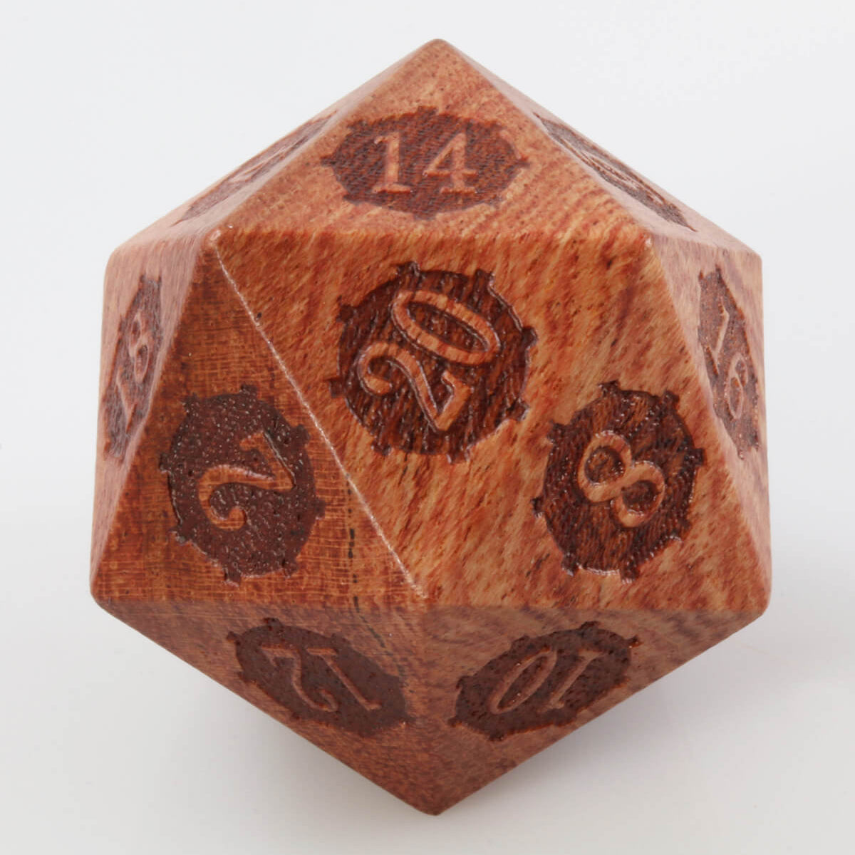 Giant d20 (Rosewood) | Huge 35mm Wood Game Die – Dark Elf Dice