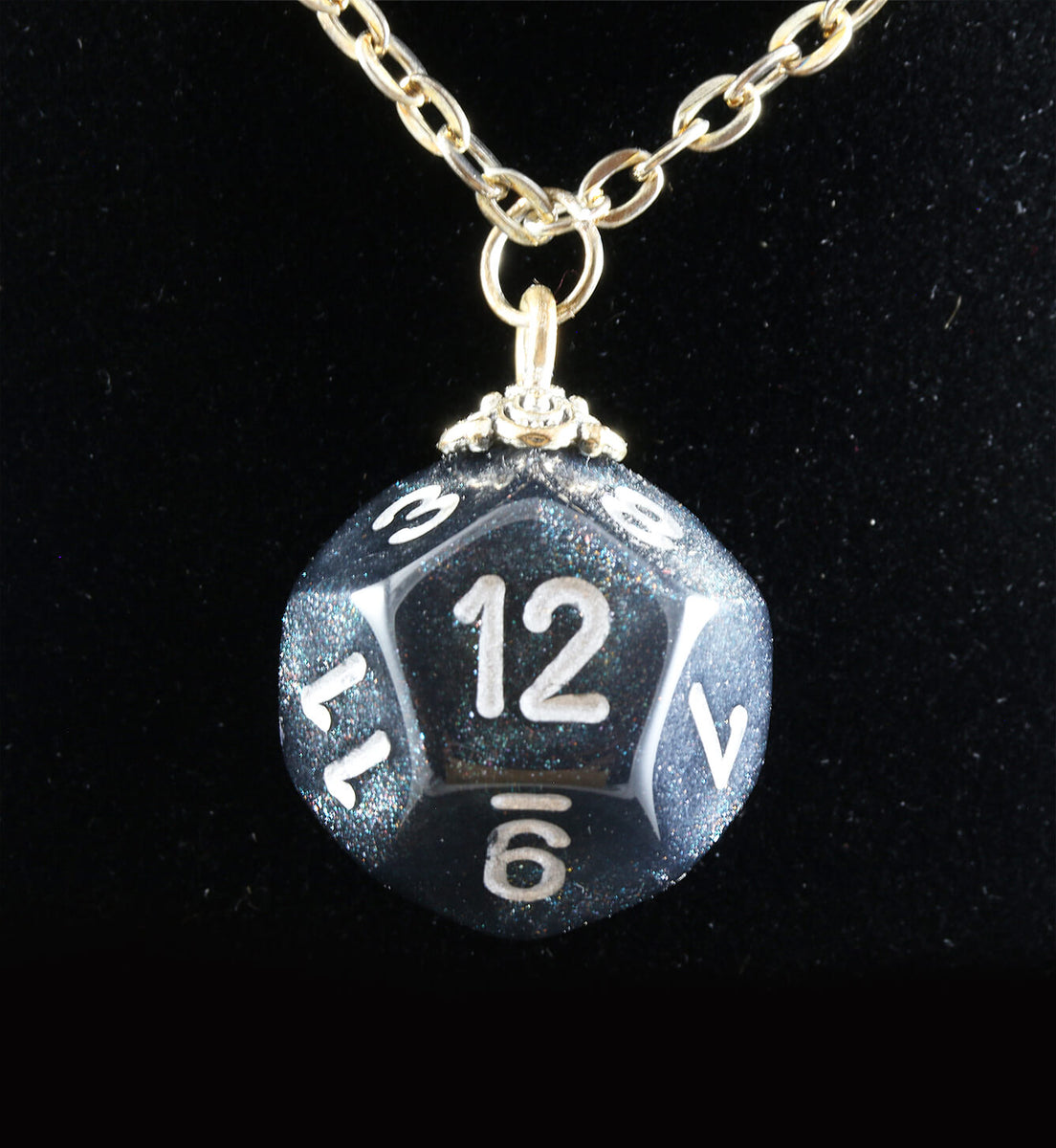 D12 Necklace With Silver Chain (Borealis Smoke Black D12) - Rare – Dark ...